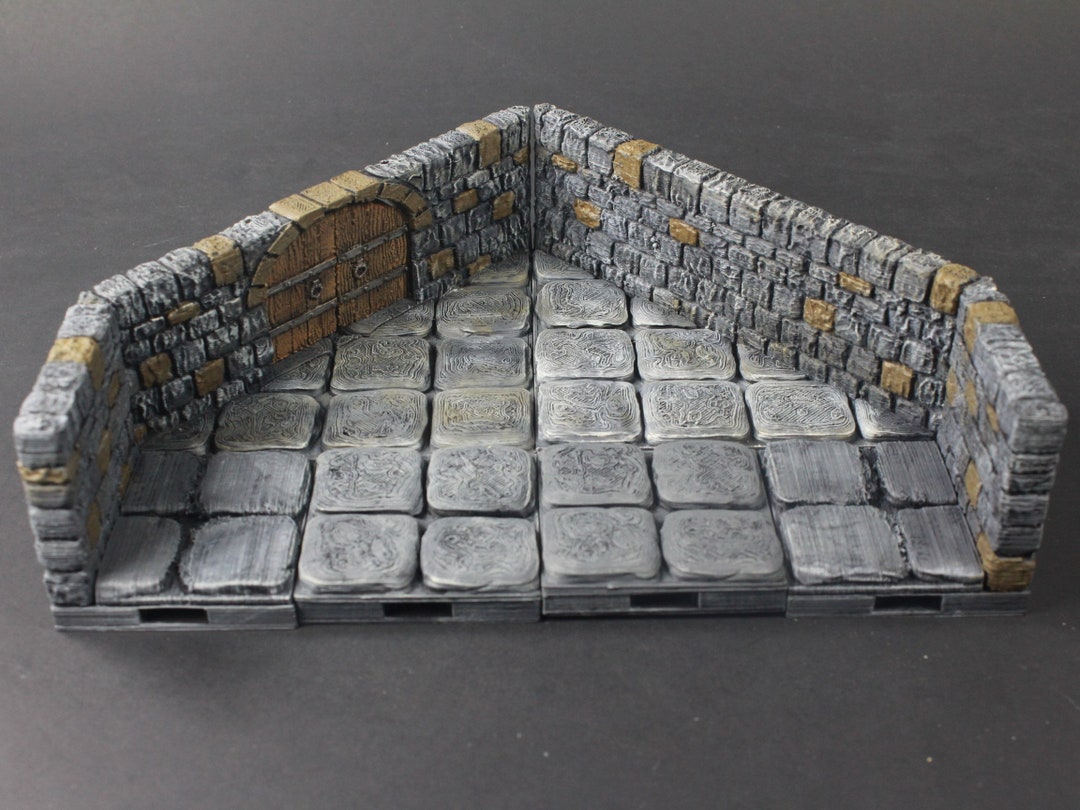 Dungeon Stone Diagonal Wall Modular Gaming Tiles With Magnetic Bases 3D ...