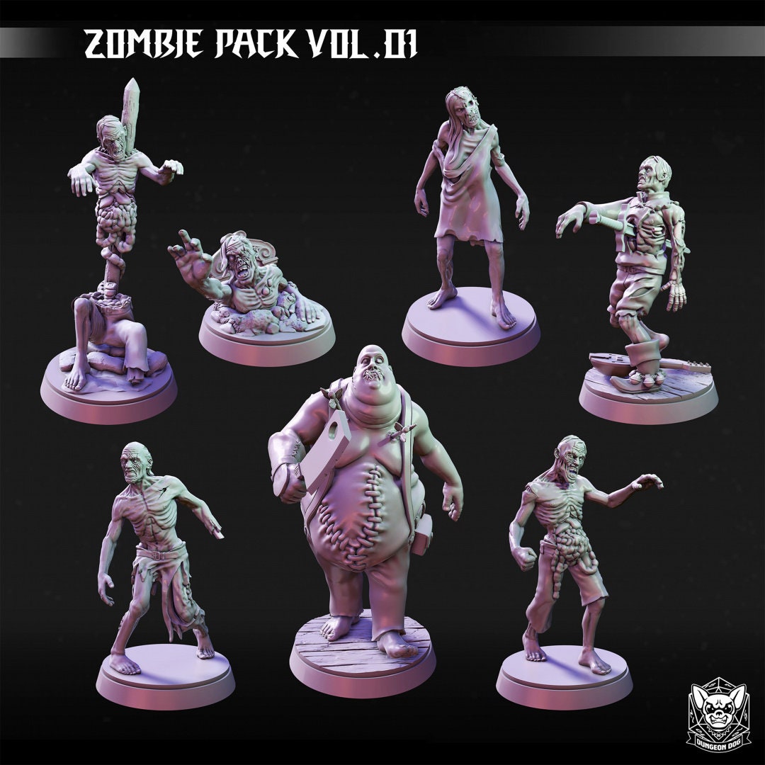 Zombie Horde Dnd Minis 32mm Scale Miniature Dungeons and Dragons Model ...