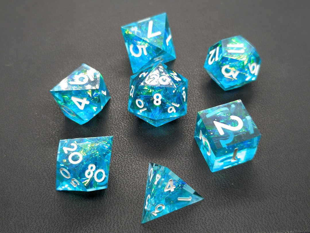 Winters Chill Dnd Dice Set, Handmade Resin Sharp Edge D&D Dice Set for ...