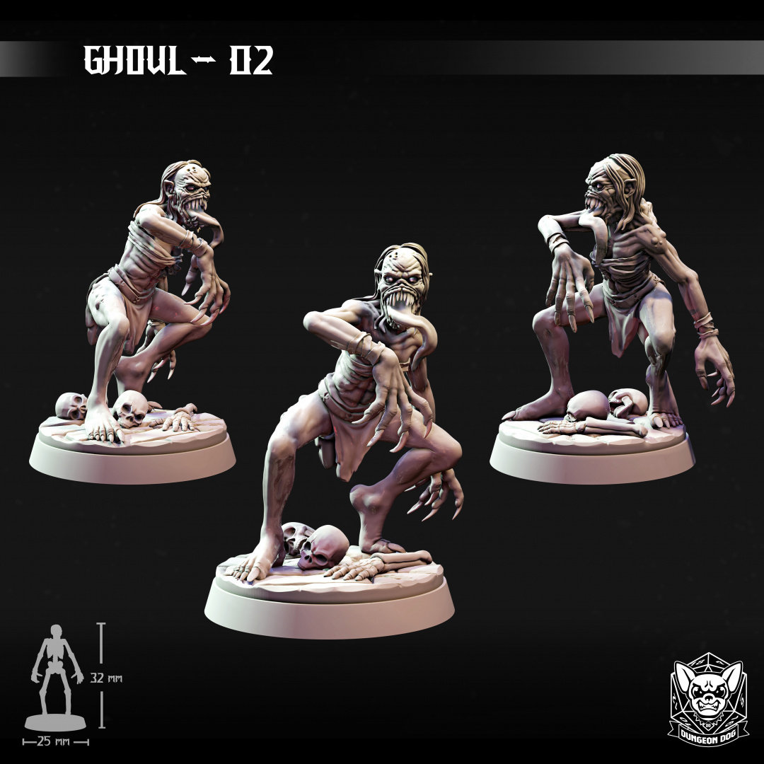 Ghoul Pack Dnd Minis 32mm Scale Miniature Dungeons and - Etsy