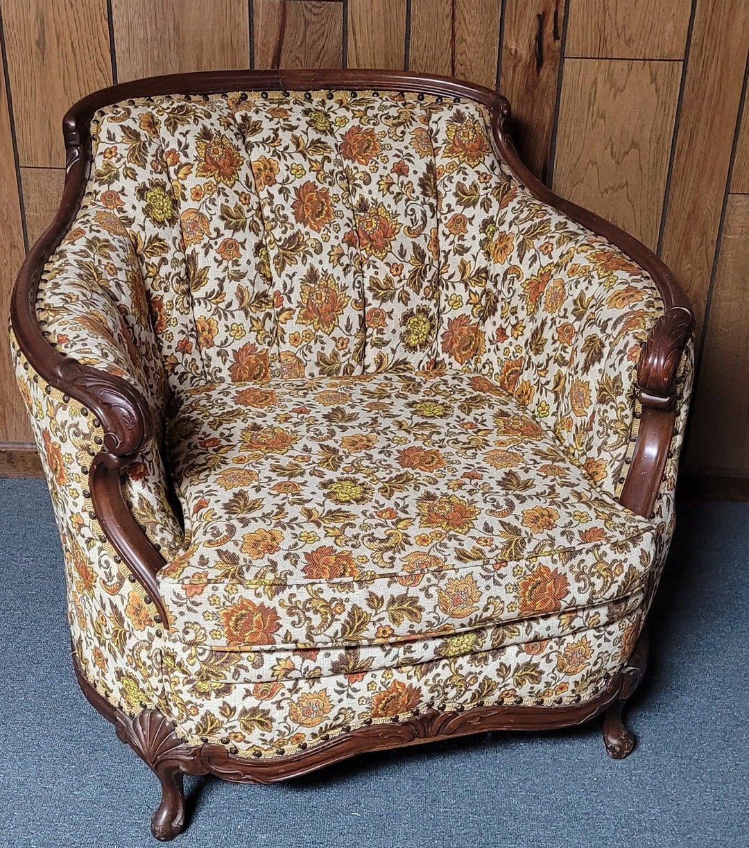 Oversized Stuffed Carved Wood Bergere Style Antique Chair - Etsy