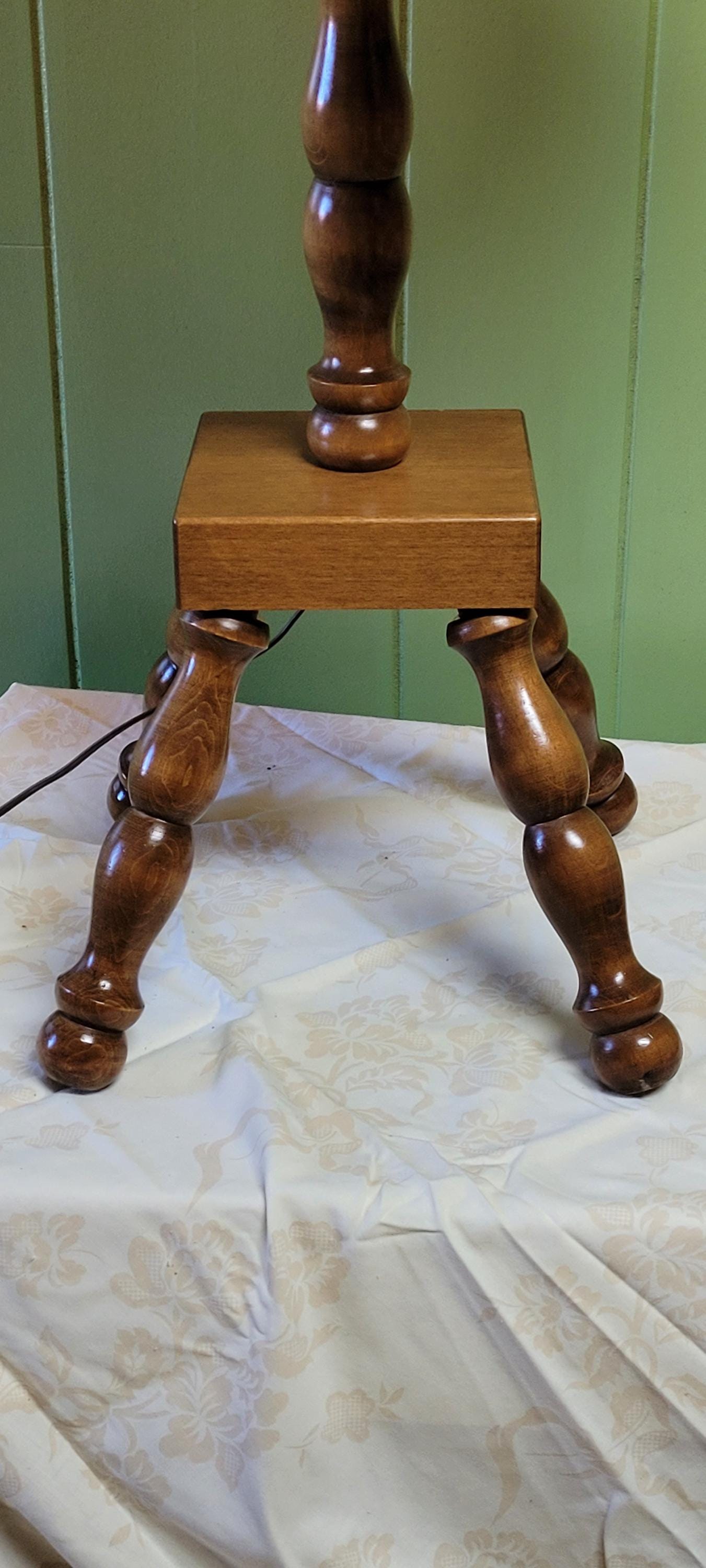 Vintage Rustic Country Maple Wood Floor Lamp With Squarish Round ...