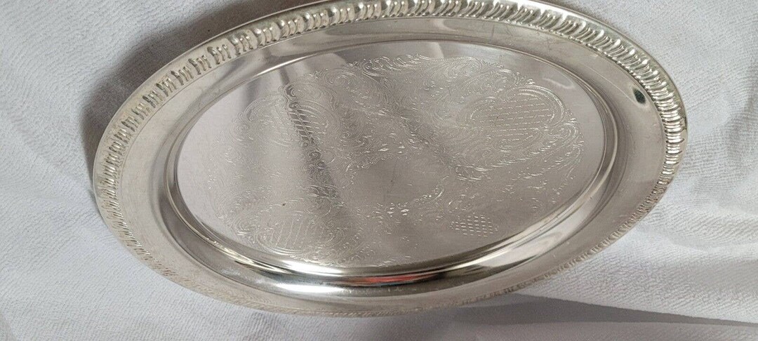 VTG Leonard Italy Silver Plated EP Round 12” Ornate Serving Tray ...