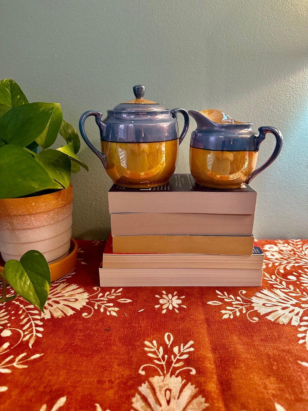 Japanese Lusterware Sugar and Creamer Set - Etsy