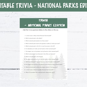 Printable Road Trip Trivia - National Parks Edition - Etsy