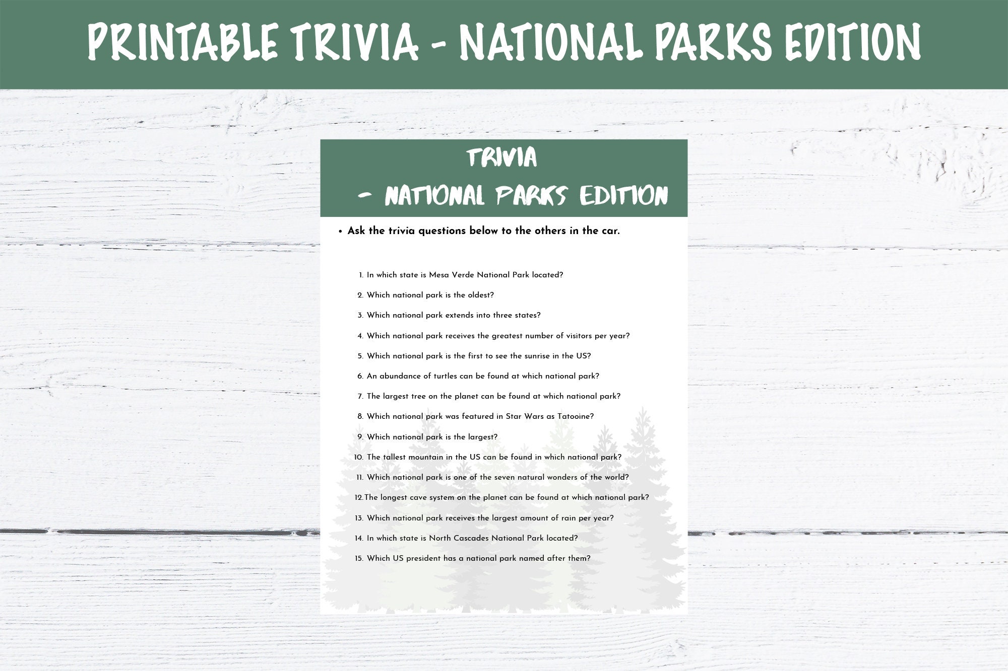 Printable Road Trip Trivia - National Parks Edition - Etsy