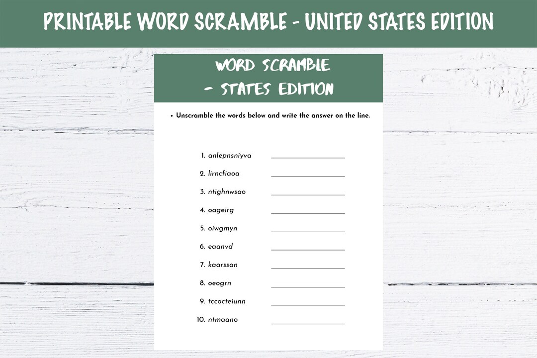 Printable Word Scramble Puzzle - United States Edition - Etsy