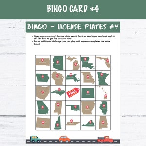 Printable Road Trip Bingo Cards - License Plates Edition - Etsy