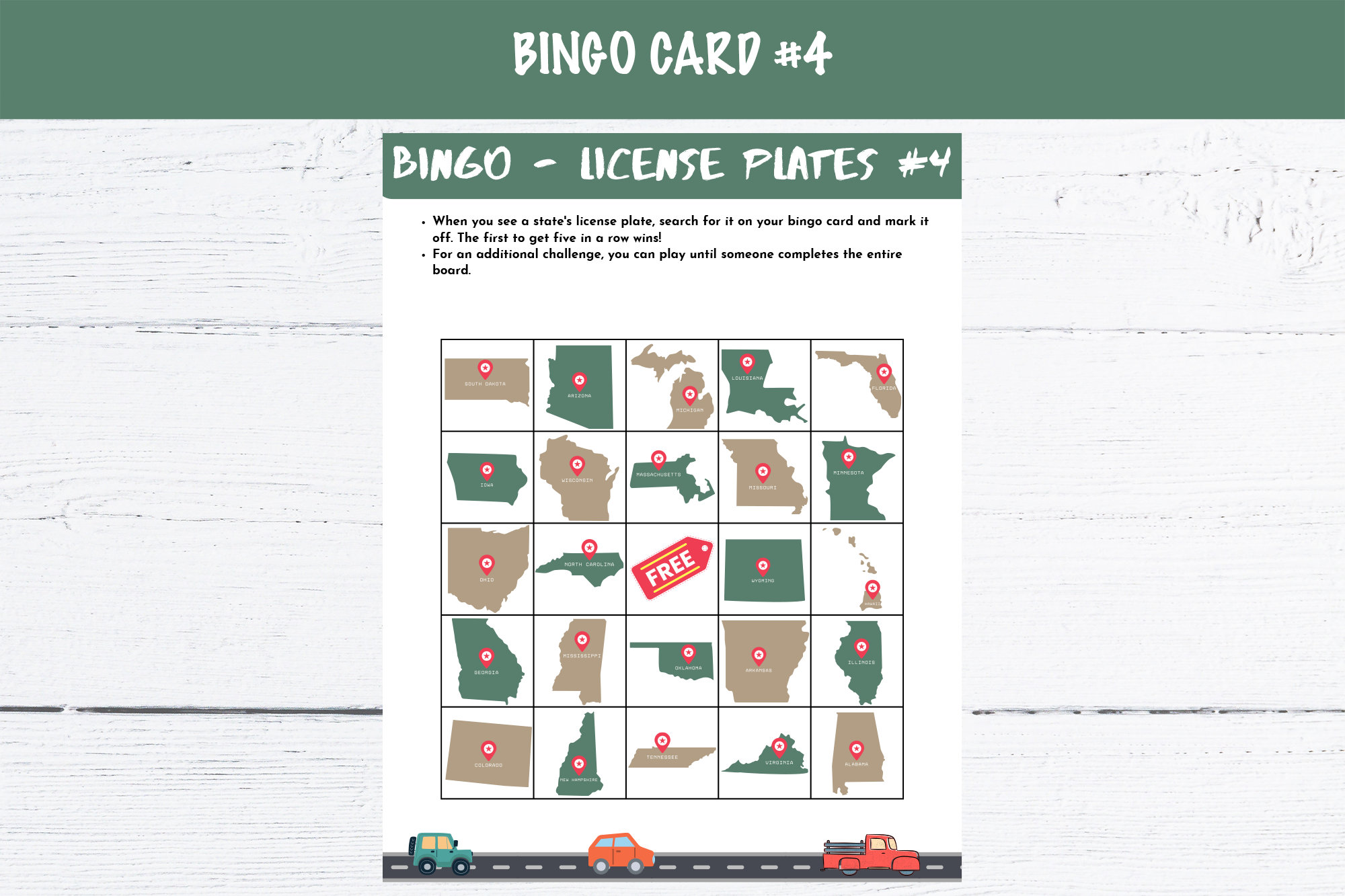 Printable Road Trip Bingo Cards - License Plates Edition - Etsy