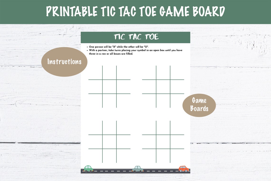 Printable Tic Tac Toe Game Board Template - Etsy