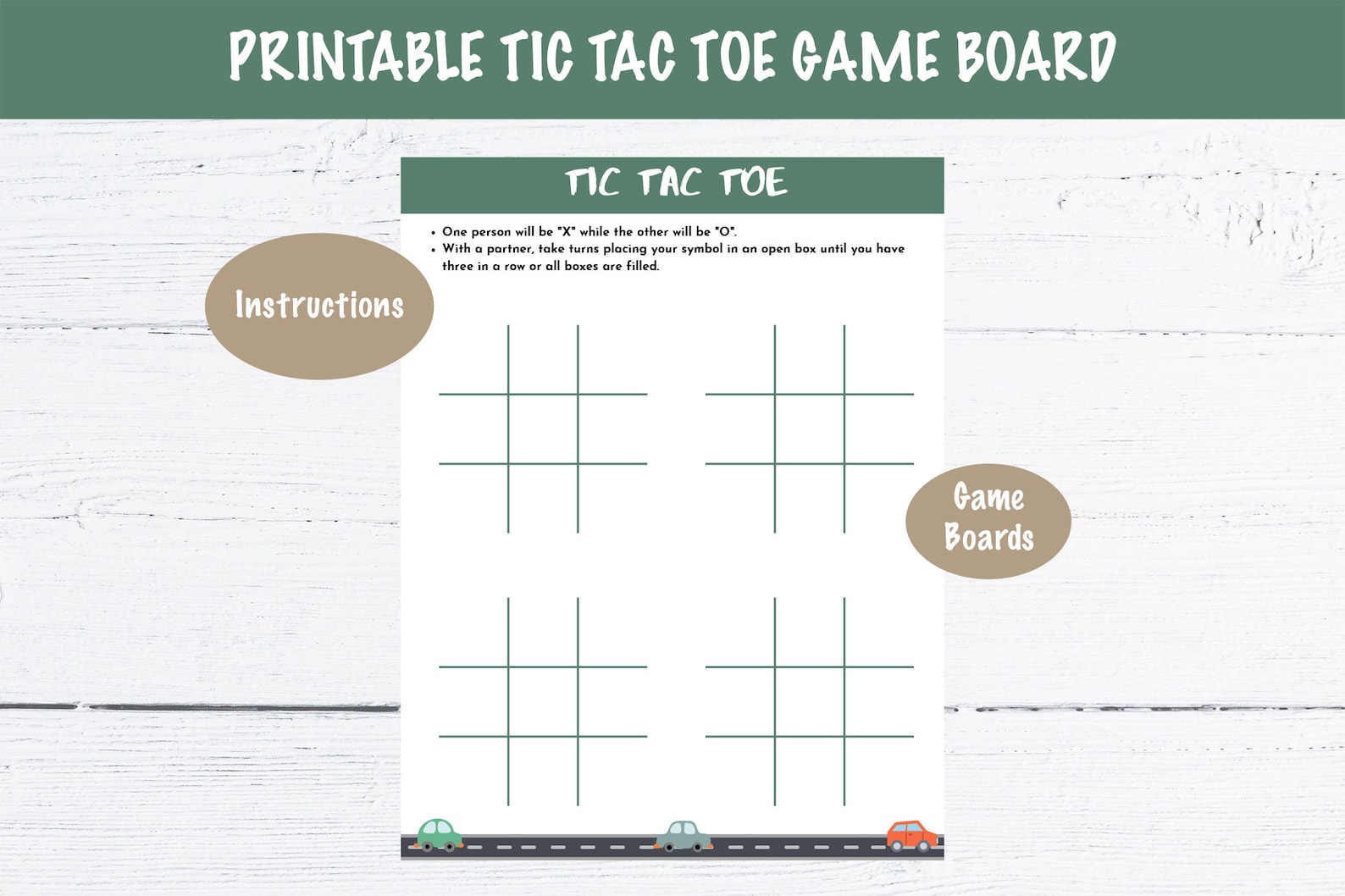Printable Tic Tac Toe Game Board Template - Etsy