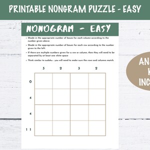Bundle - 3 Printable Nonogram Puzzles - Easy, Medium, Hard - Etsy