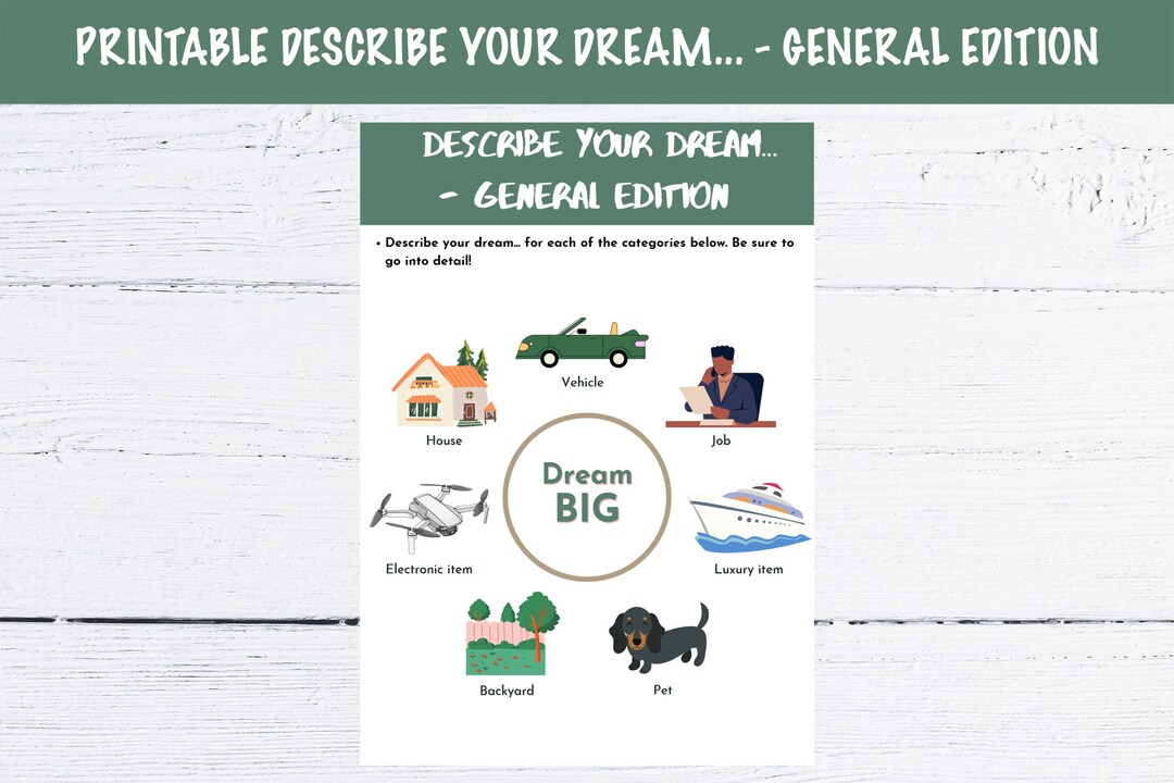Printable Describe Your Dream... - General Edition - Etsy