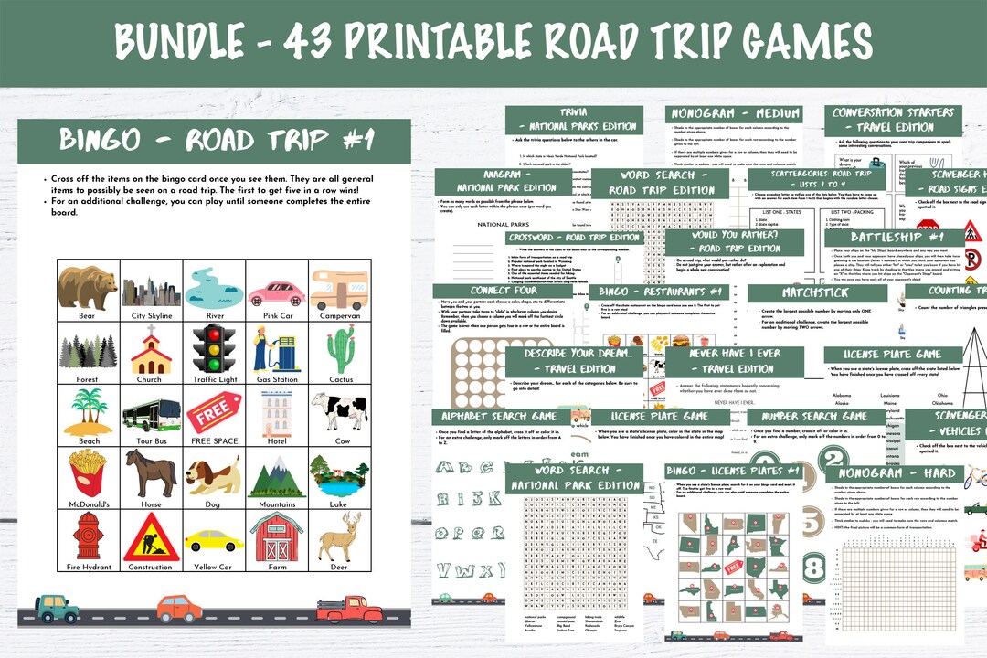 Bundle of 43 Printable Road Trip Games - Etsy Australia
