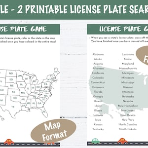 Bundle of 2 Printable License Plate Search Games for Road Trips - List ...