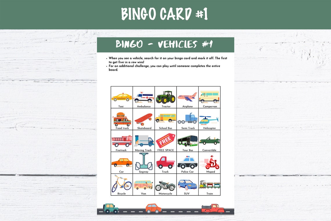 Printable Road Trip Bingo Cards Vehicle Edition - Etsy UK