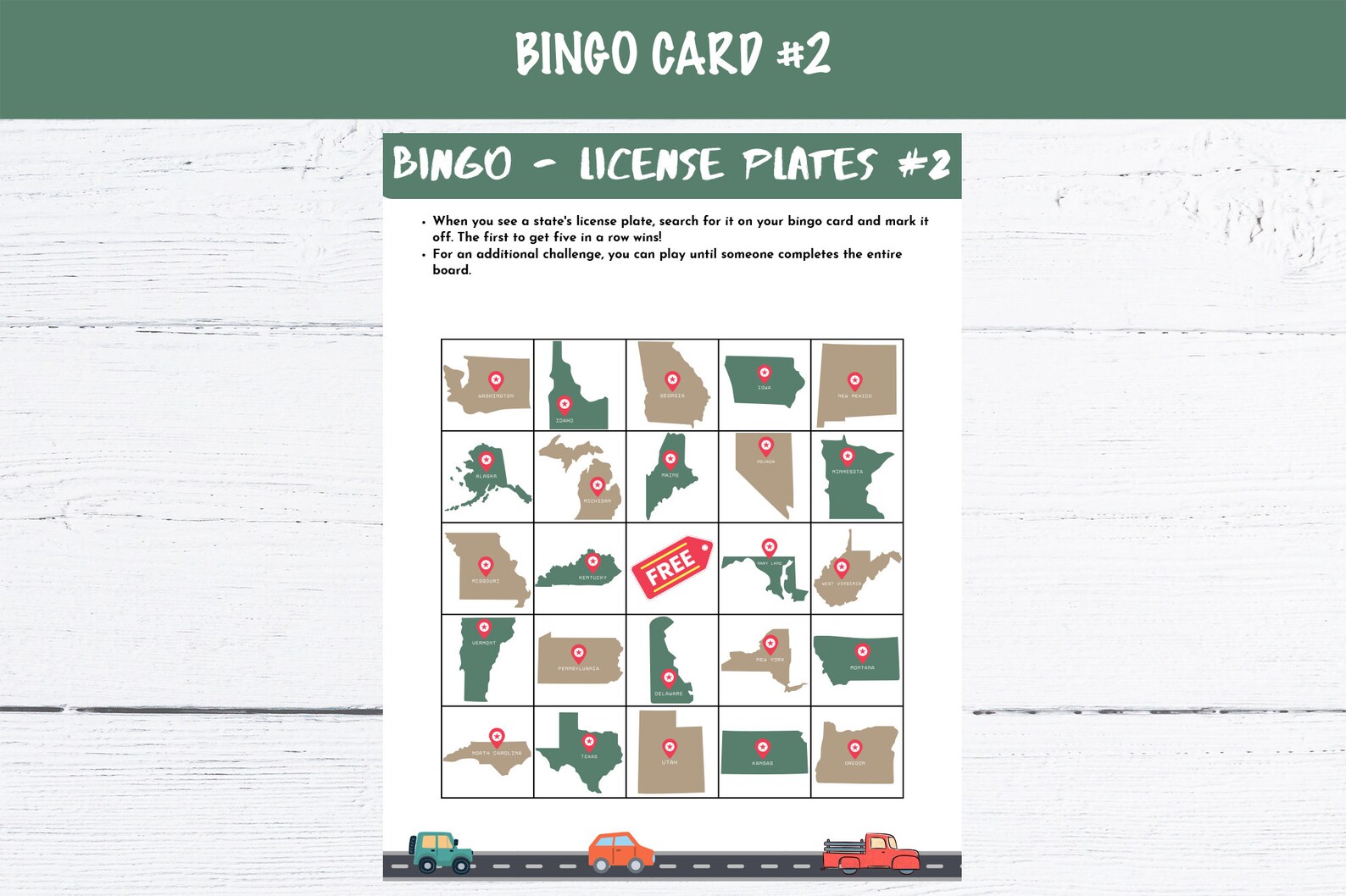 Printable Road Trip Bingo Cards - License Plates Edition - Etsy