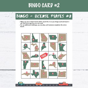 Printable Road Trip Bingo Cards - License Plates Edition - Etsy