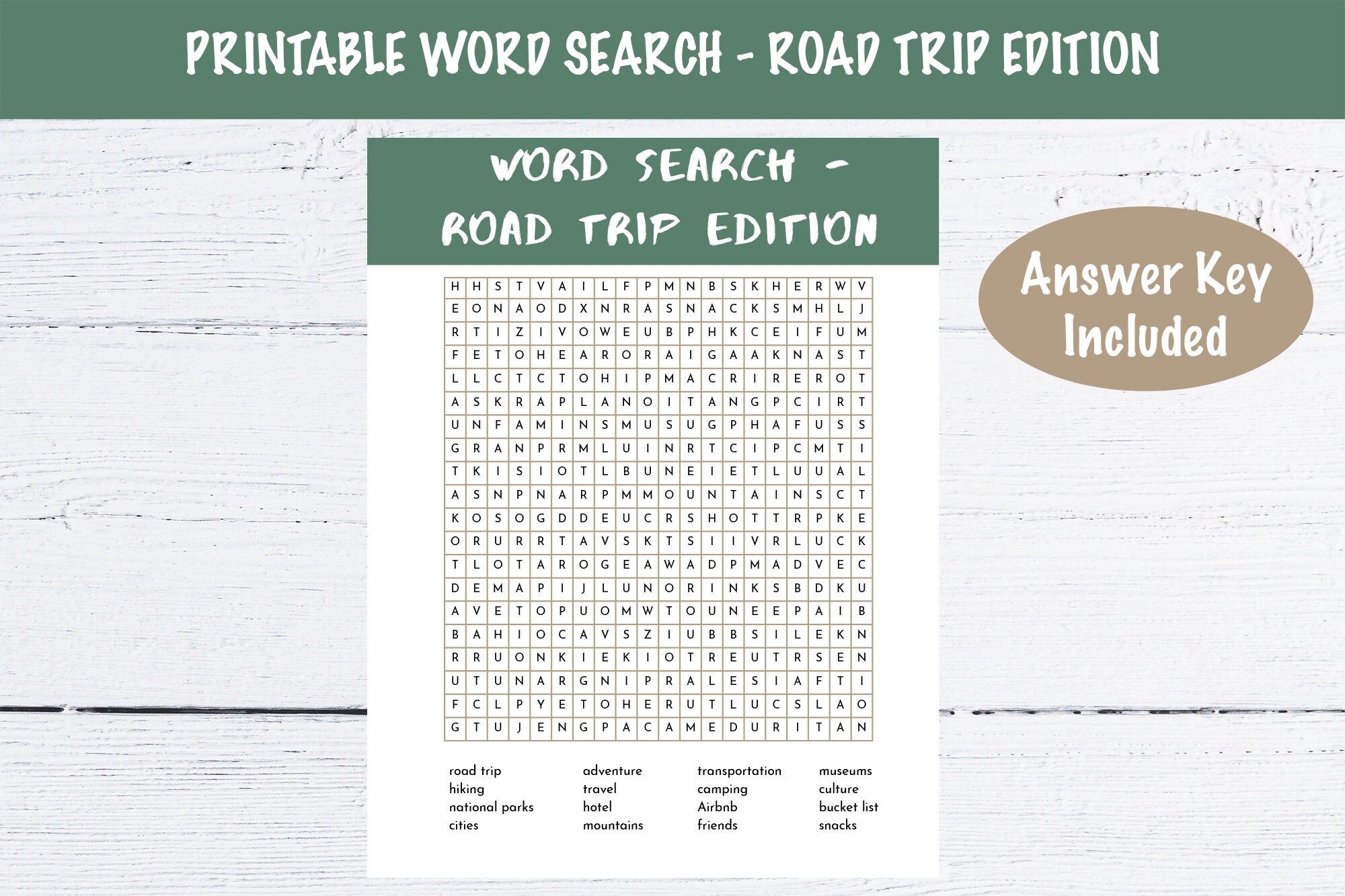 Bundle of 2 Printable Word Searches - National Park and Road Trip ...