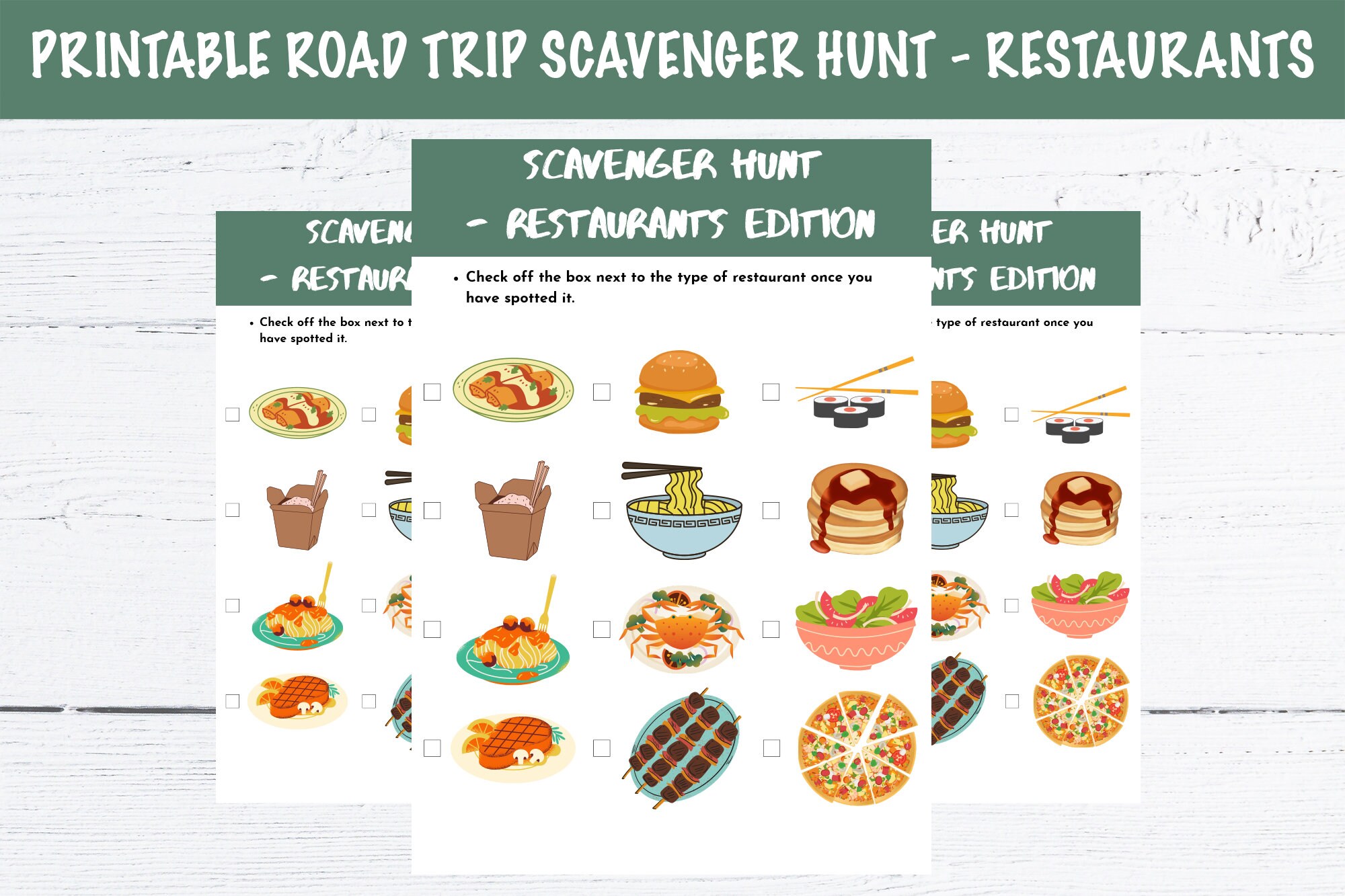 Printable Scavenger Hunt for Road Trips - Restaurant Edition - Etsy
