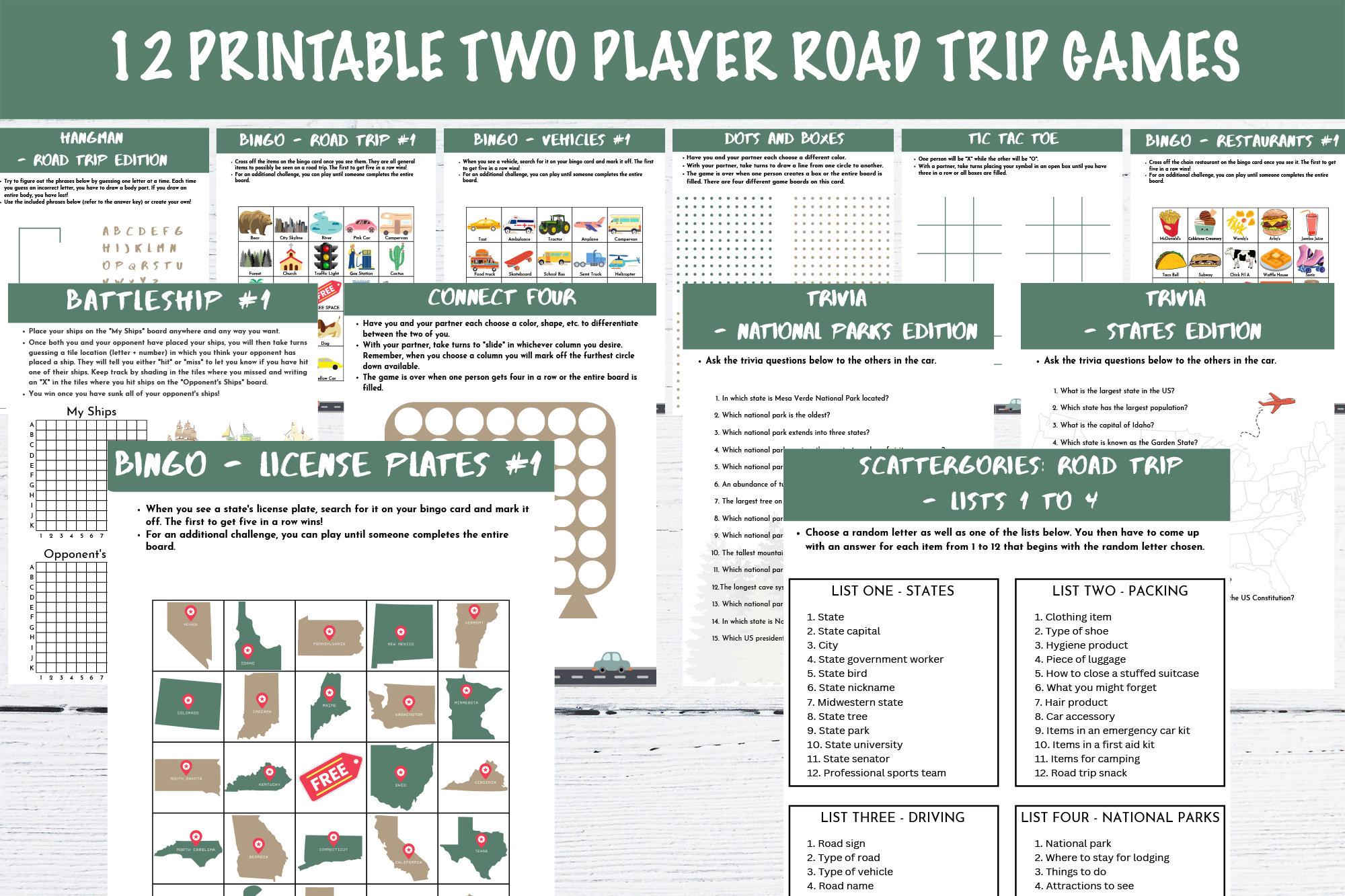 Bundle - 12 Printable Road Trip Games for 2+ People - Etsy