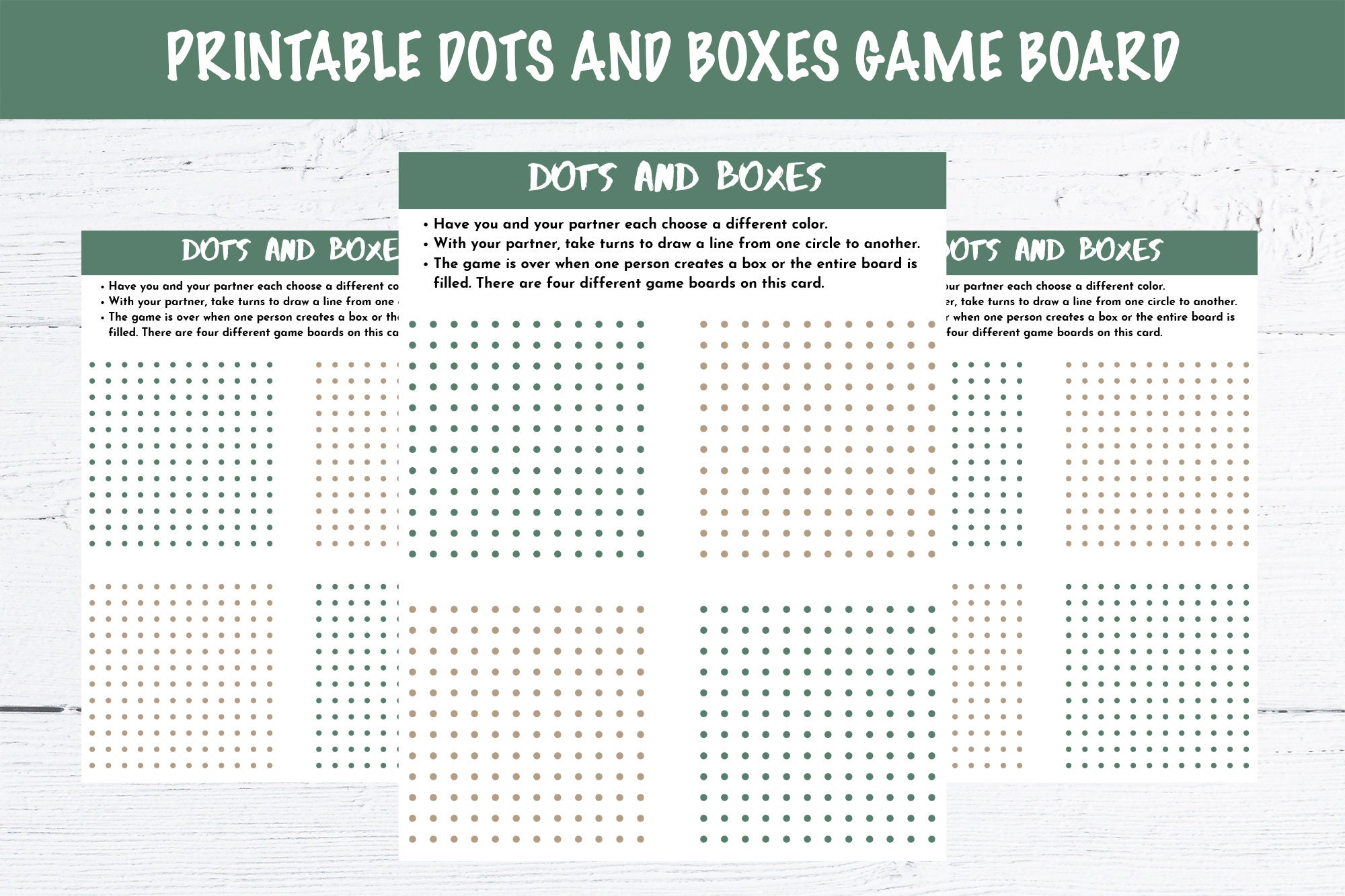 Bundle 6 Printable 2 Player Games Dots and Boxes, Scattergories ...