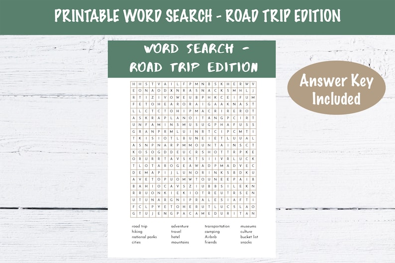 Printable Word Search Puzzle - Road Trip Edition - Etsy