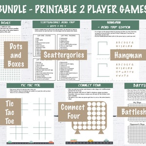 Bundle 6 Printable 2 Player Games Dots and Boxes, Scattergories ...