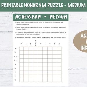 Printable Nonogram Puzzle - Medium - Etsy