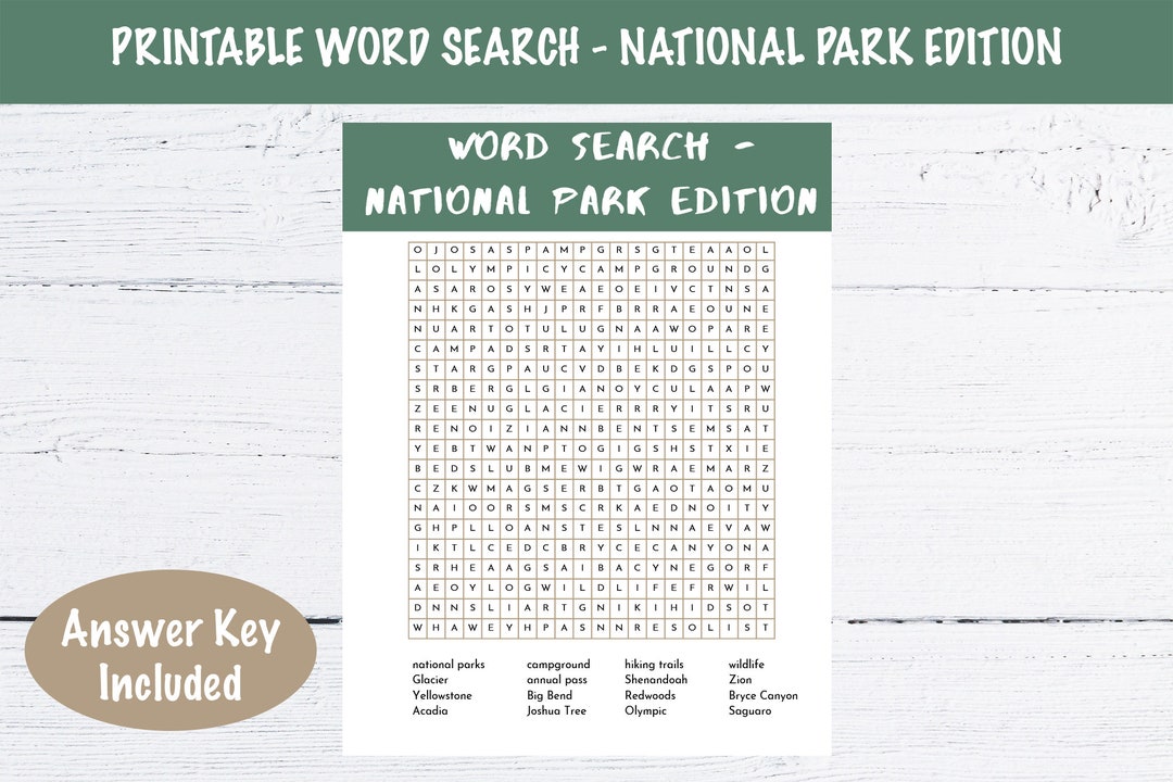 Printable Word Search Puzzle - National Park Edition - Etsy