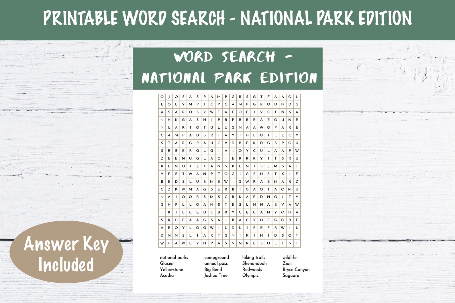 Printable Word Search Puzzle - National Park Edition - Etsy