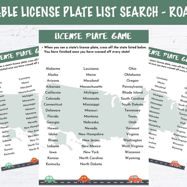 Printable License Plate List - Etsy