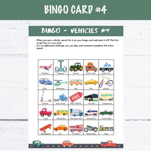 Printable Road Trip Bingo Cards - Vehicle Edition - Etsy UK