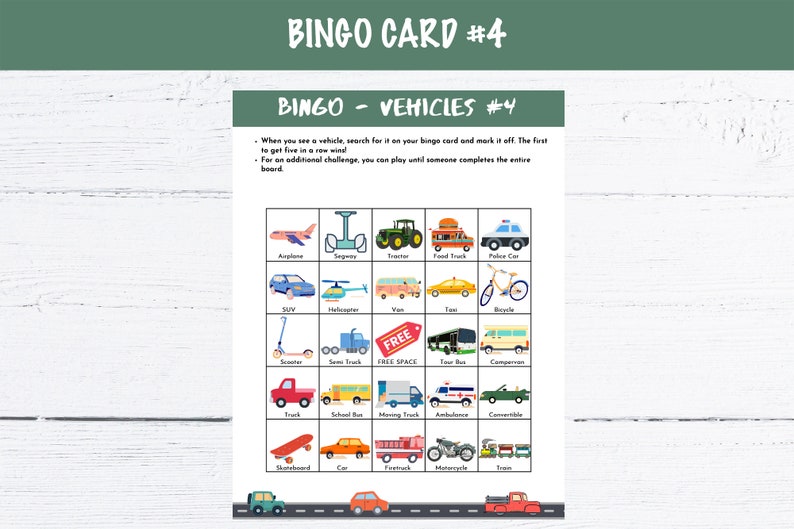 Printable Road Trip Bingo Cards - Vehicle Edition - Etsy