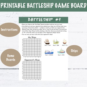 Printable Battleship Game Board Template - Etsy