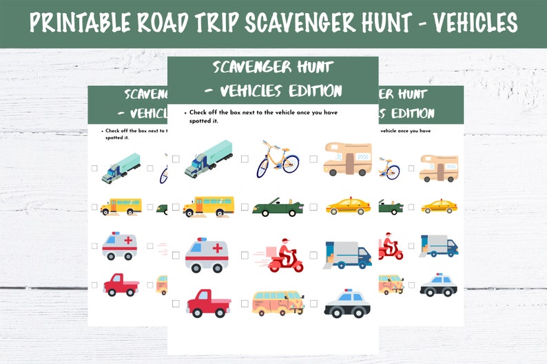 Bundle of 4 Printable Scavenger Hunts for Road Trips - General ...