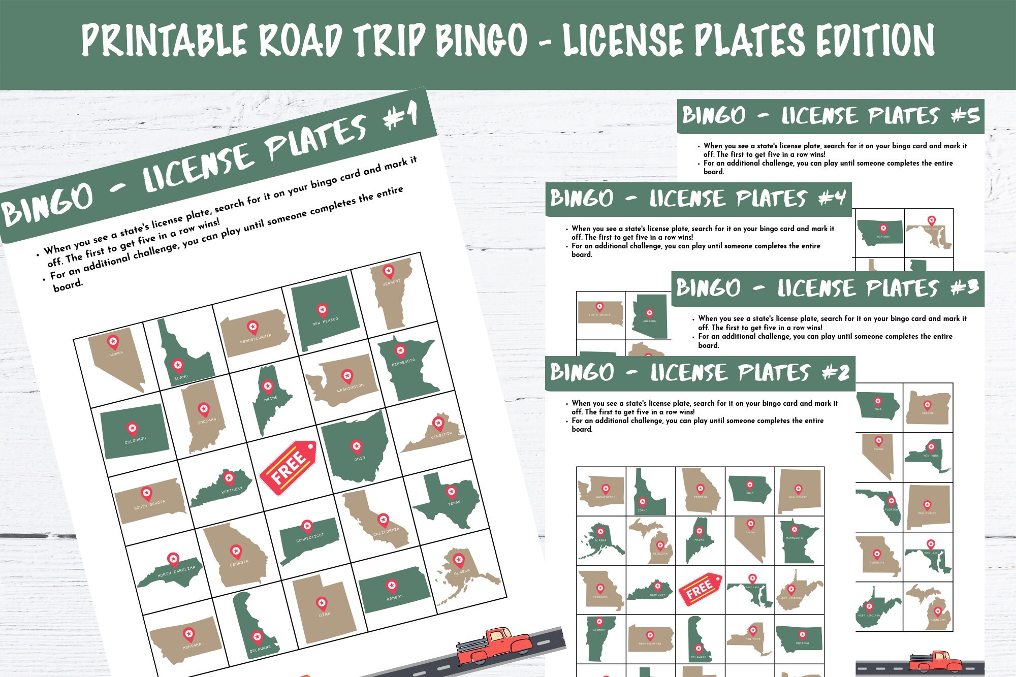 Printable Road Trip Bingo Cards - License Plates Edition - Etsy