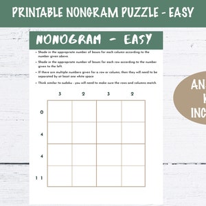 Printable Nonogram Puzzle - Easy - Etsy
