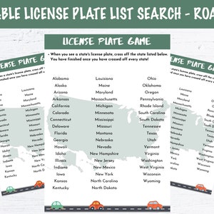 Bundle of 2 Printable License Plate Search Games for Road Trips - List ...