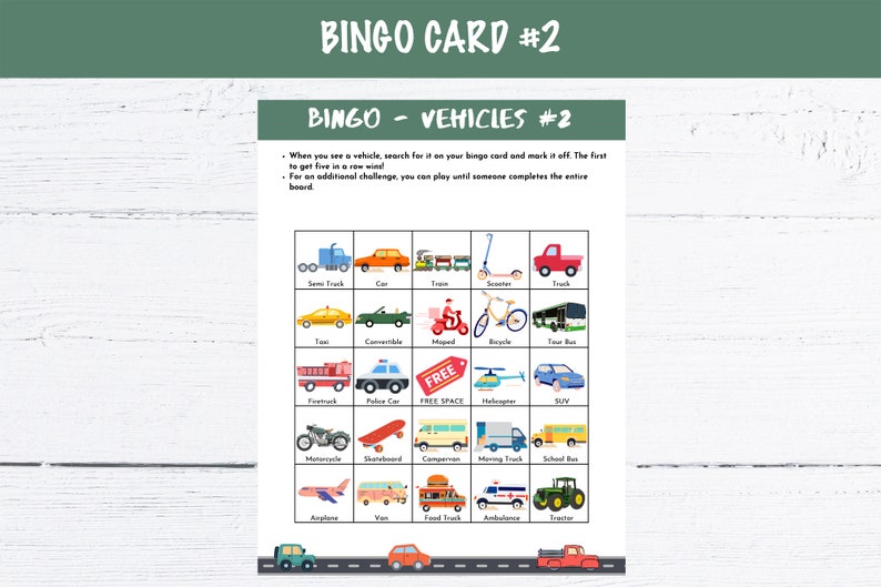 Printable Road Trip Bingo Cards - Vehicle Edition - Etsy