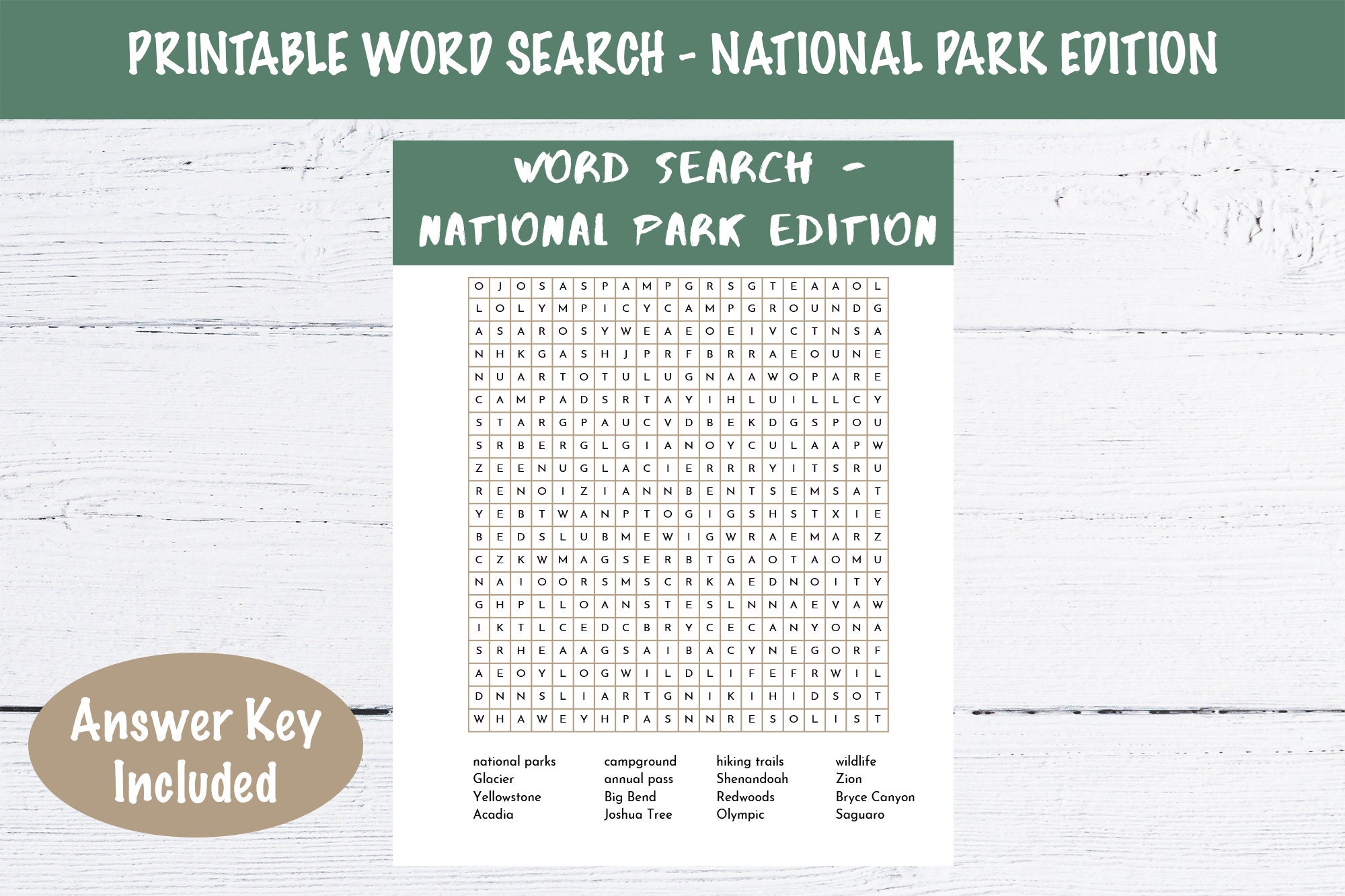 Bundle of 2 Printable Word Searches - National Park and Road Trip ...