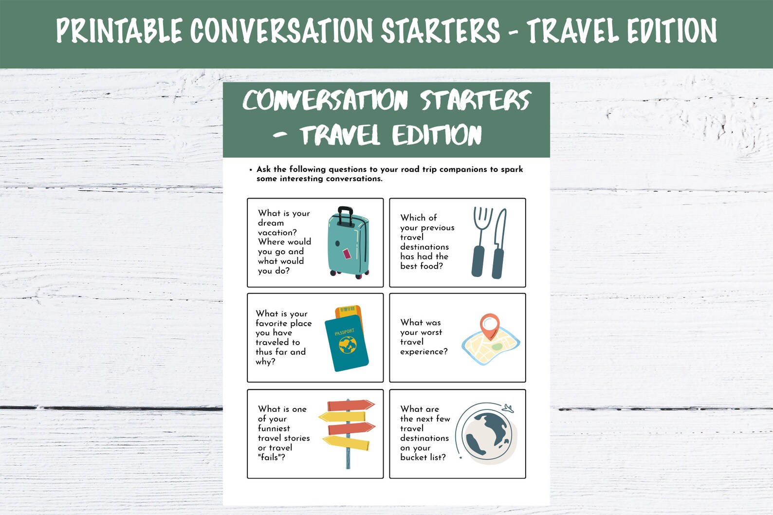 Printable Conversation Starters - Travel Edition - Etsy