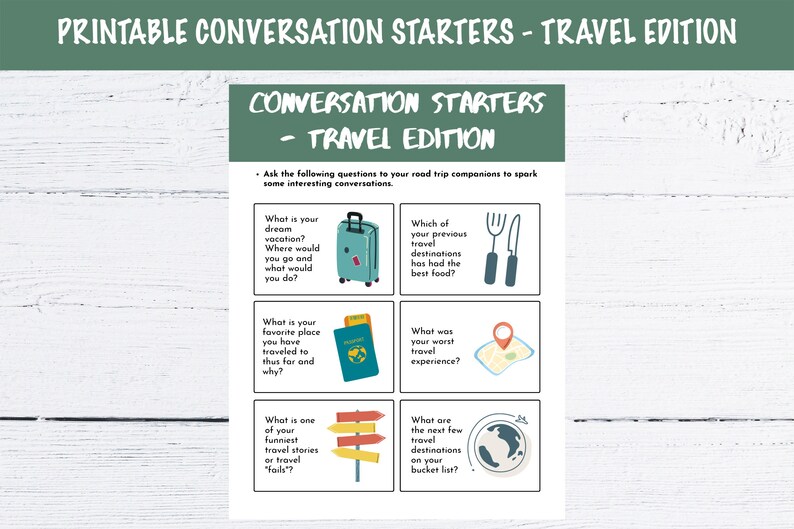 Printable Conversation Starters - Travel Edition - Etsy
