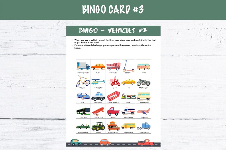 Printable Road Trip Bingo Cards - Vehicle Edition - Etsy