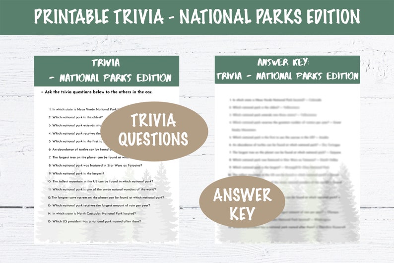 Printable Road Trip Trivia - National Parks Edition - Etsy