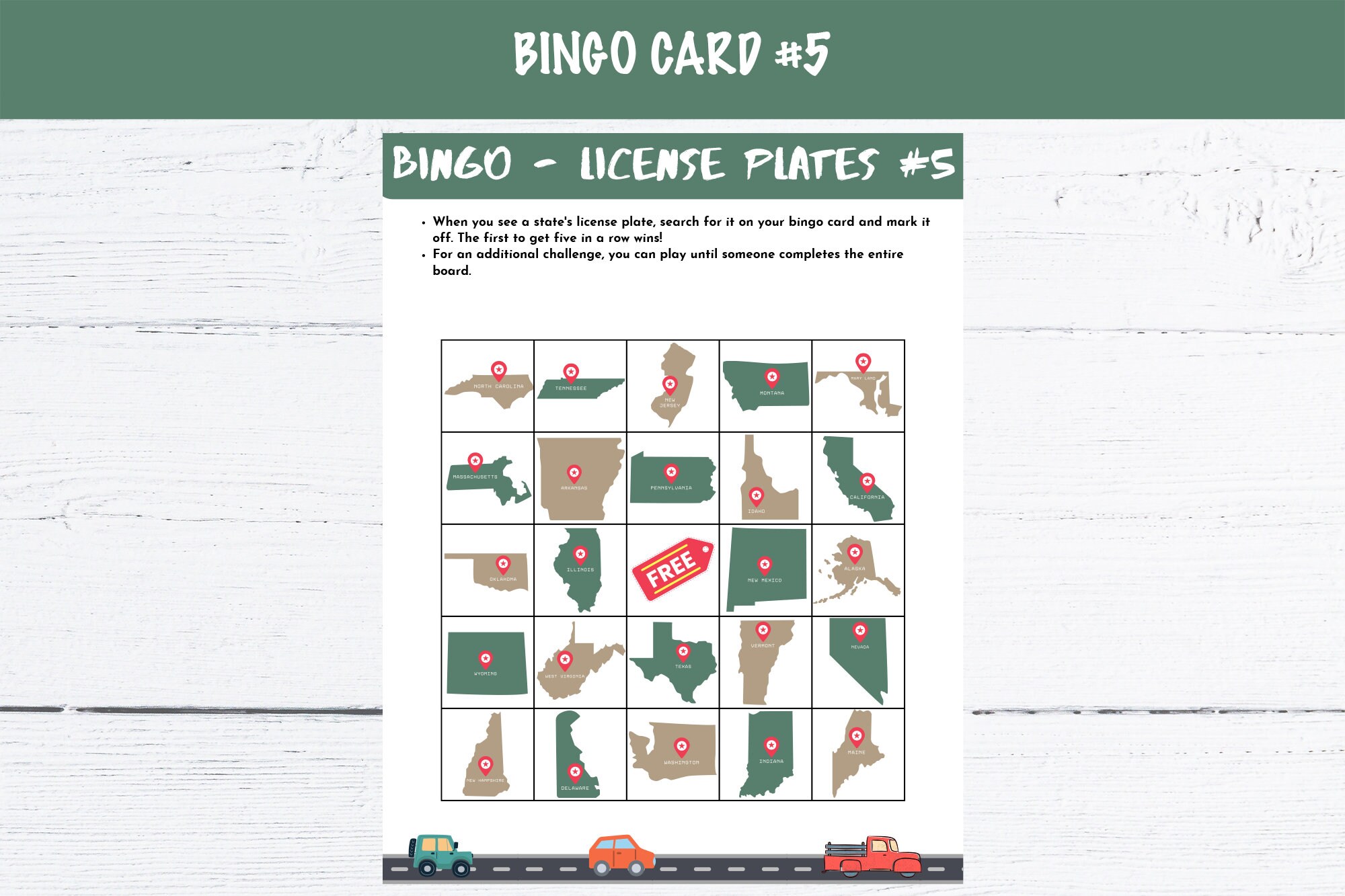 Printable Road Trip Bingo Cards - License Plates Edition - Etsy