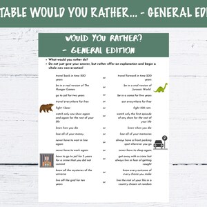 Bundle - 2 Printable Would You Rather Questions Sheets - General and ...