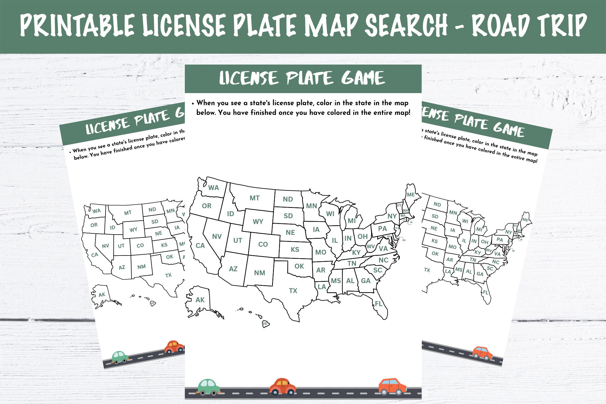 Printable License Plate Search Game for Road Trips - Map Edition - Etsy