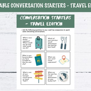 Bundle - 2 Printable Conversation Starters - General and Travel Edition ...