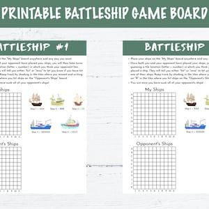 Printable Battleship Game Board Template - Etsy